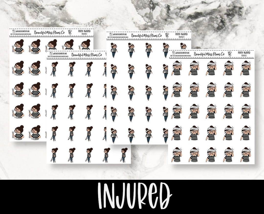 Posey: Injured // Planner Stickers // Character Stickers - Etsy