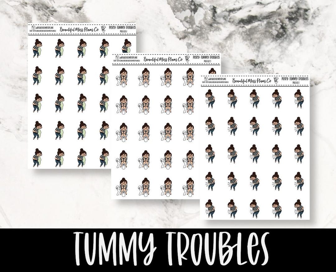 Posey: Tummy Troubles // Planner Stickers // Character Stickers ...
