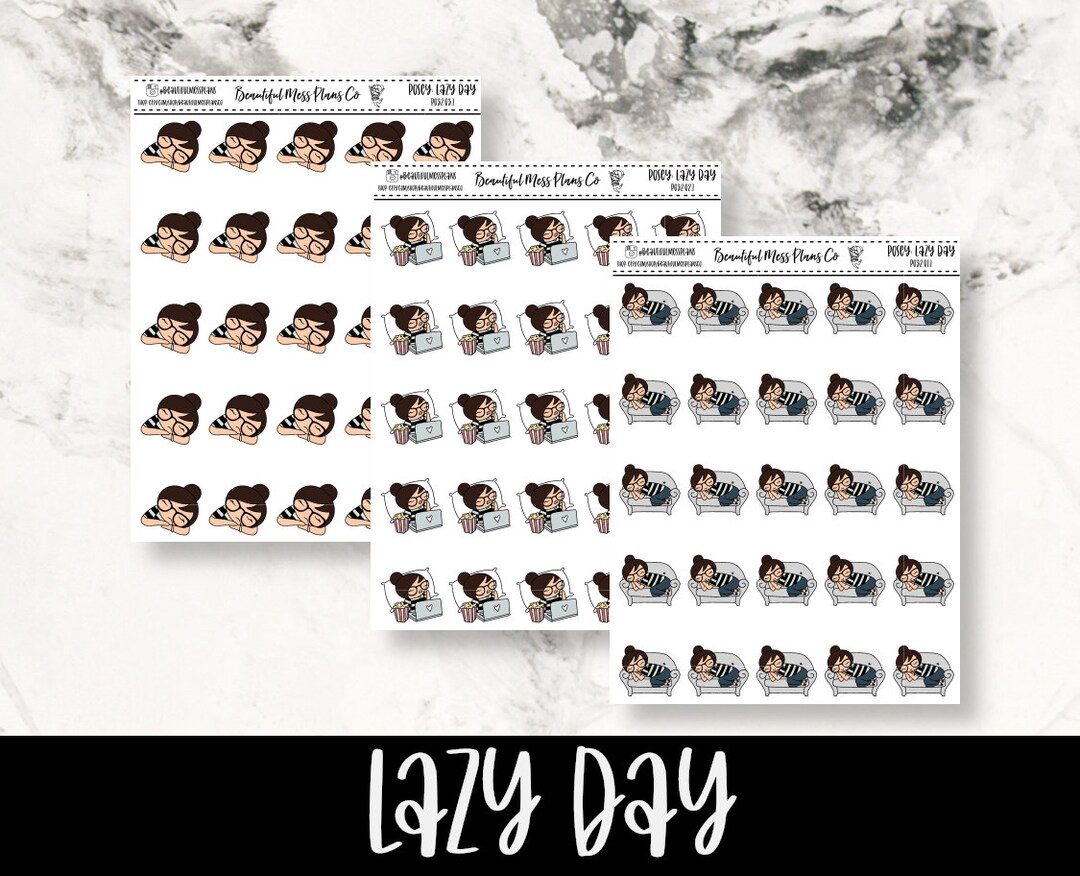 Posey: Lazy Day // Planner Stickers // Character Stickers // Lazy Day ...