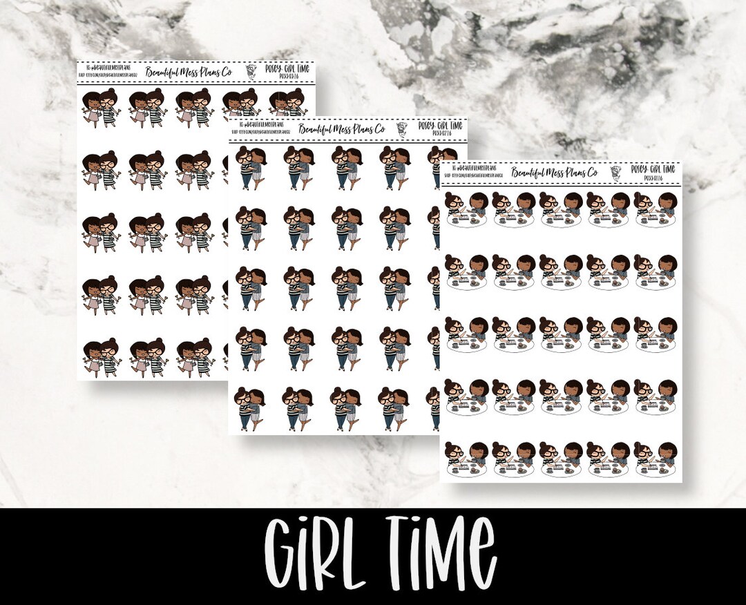 Posey: Girl Time // Planner Stickers // Character Stickers // Friend ...