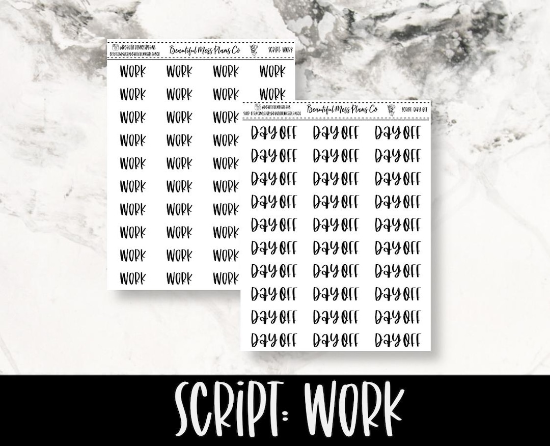 Work Script Stickers // Planner Stickers // Script Stickers // Work ...