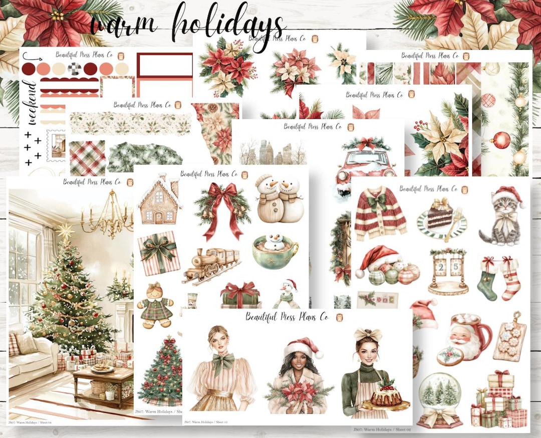 Warm Holidays // Journaling Kit // Planner Stickers // Journaling Kit ...