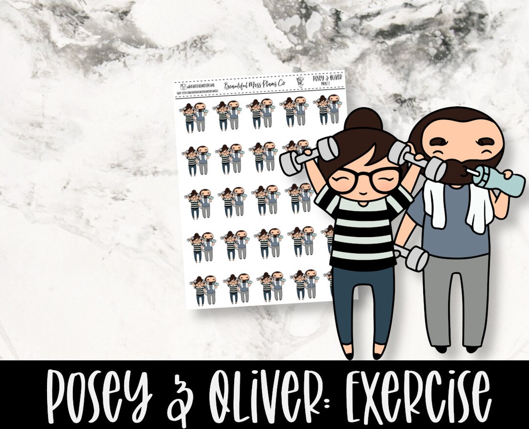 Posey & Oliver: Exercise // Planner Stickers // Character Stickers ...