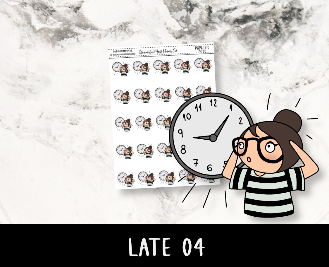 Posey: Late // Planner Stickers // Character Stickers // Late - Etsy