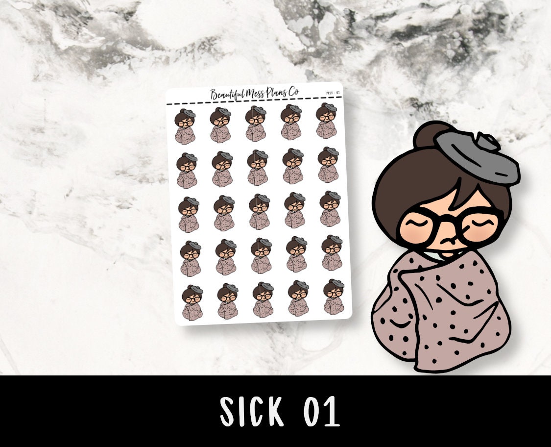 Posey: Sick // Planner Stickers // Character Stickers // Sick - Etsy