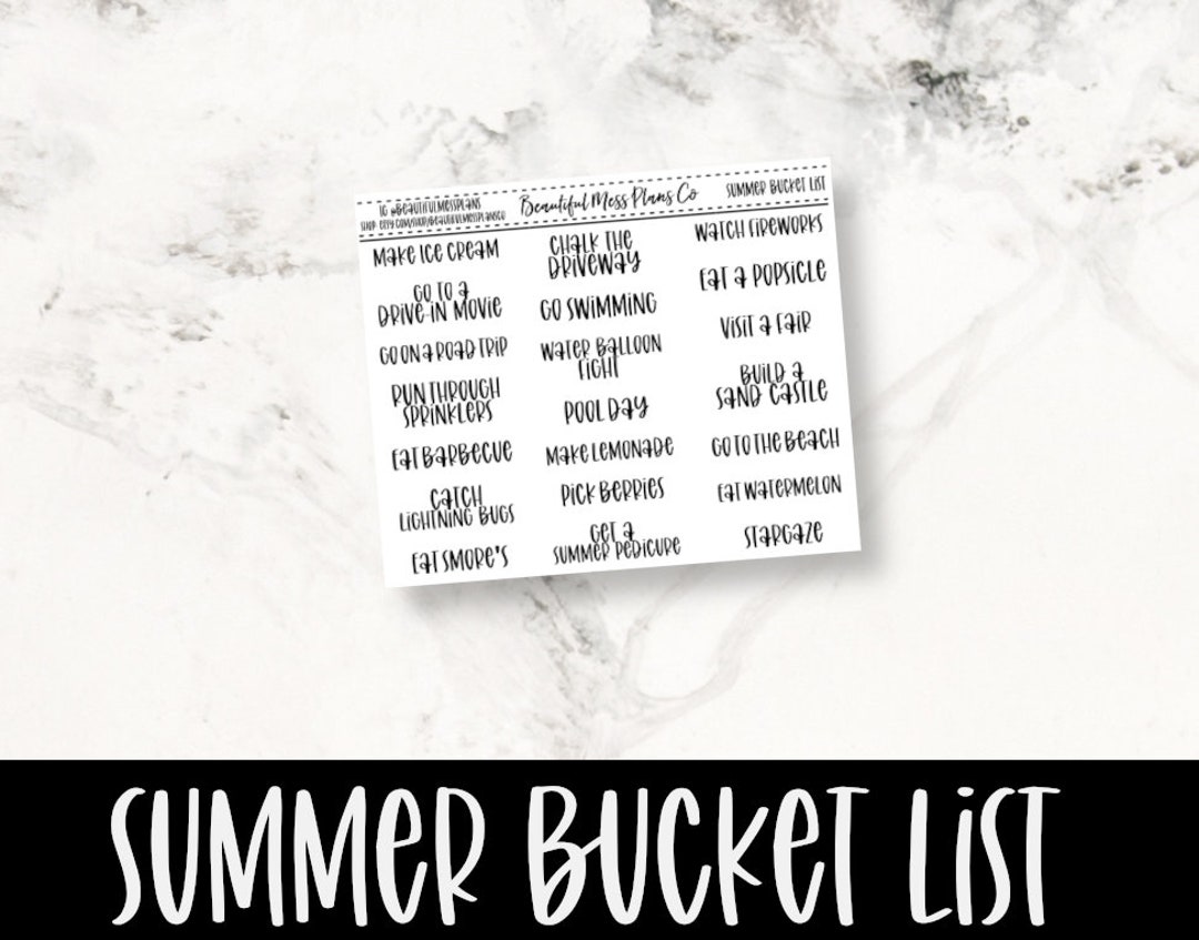 Summer Bucket List // Planner Stickers // Summer Stickers - Etsy