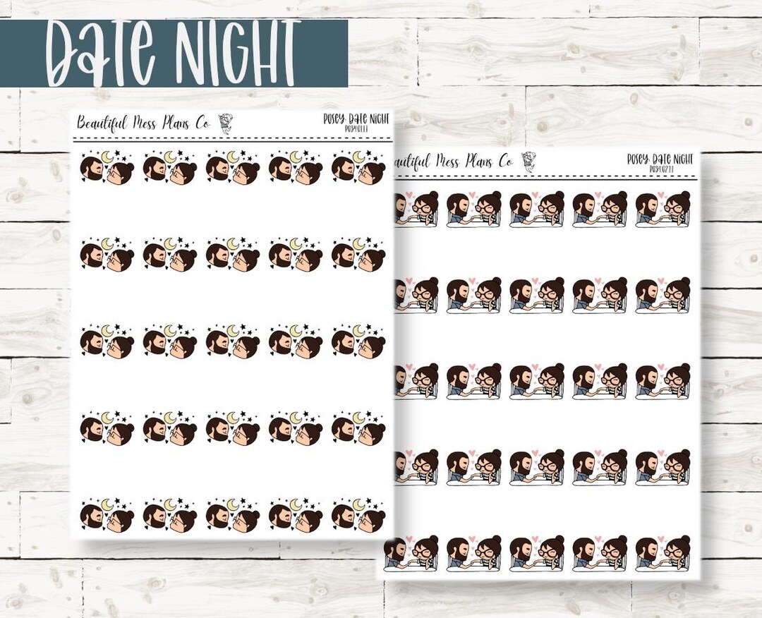Posey: Date Night // Planner Stickers // Character Stickers // Date ...