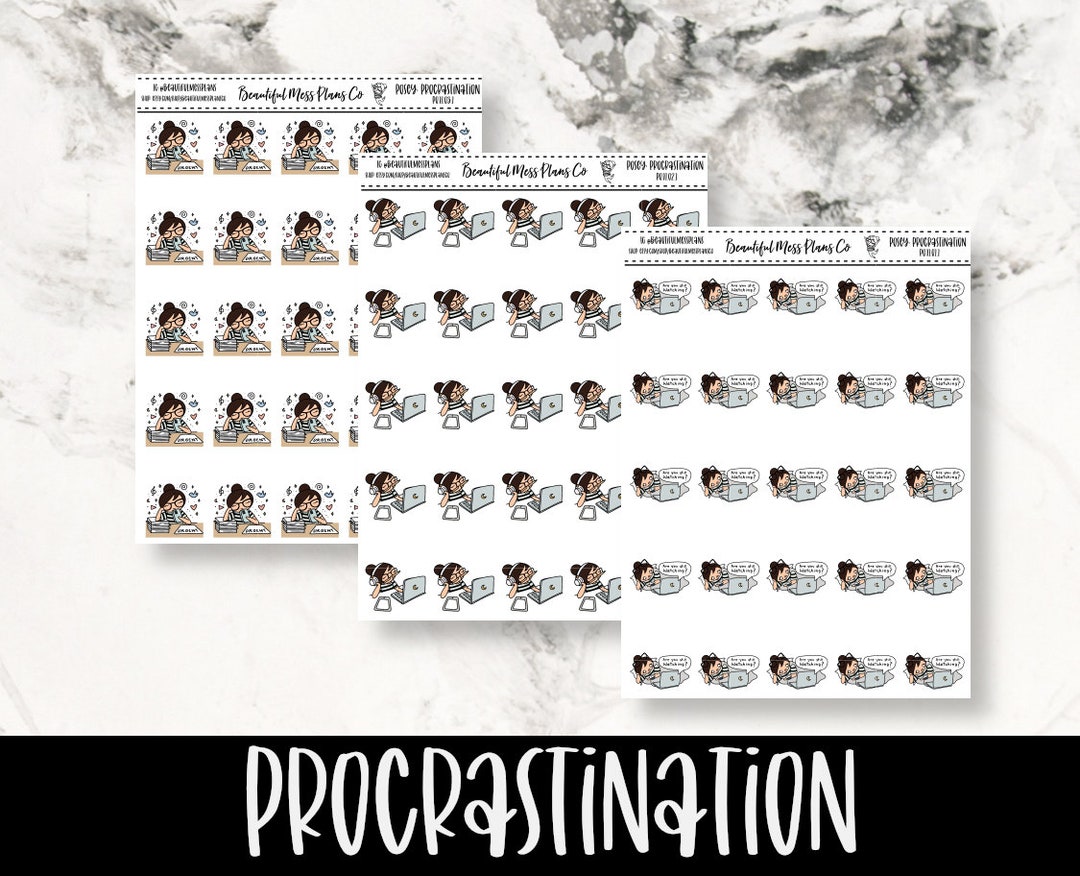 Posey: Procrastination // Planner Stickers // Character Stickers - Etsy
