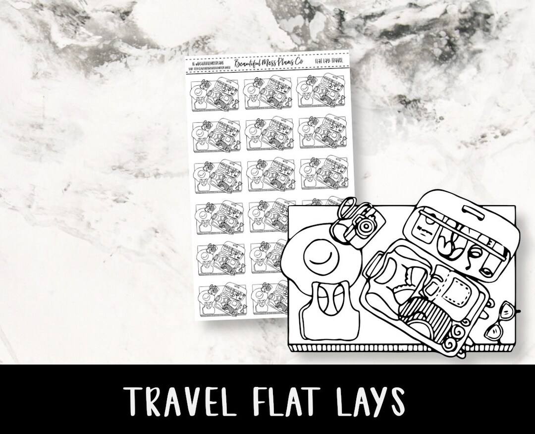 Flat Lay: Travel // Planner Stickers // Flat Lay Stickers // Travel ...