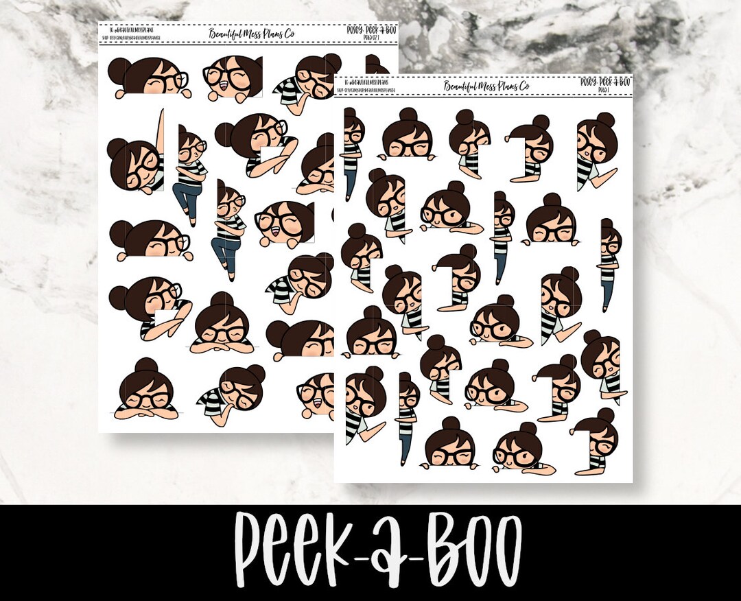 Posey: Peek-a-boo // Planner Stickers // Character Stickers - Etsy