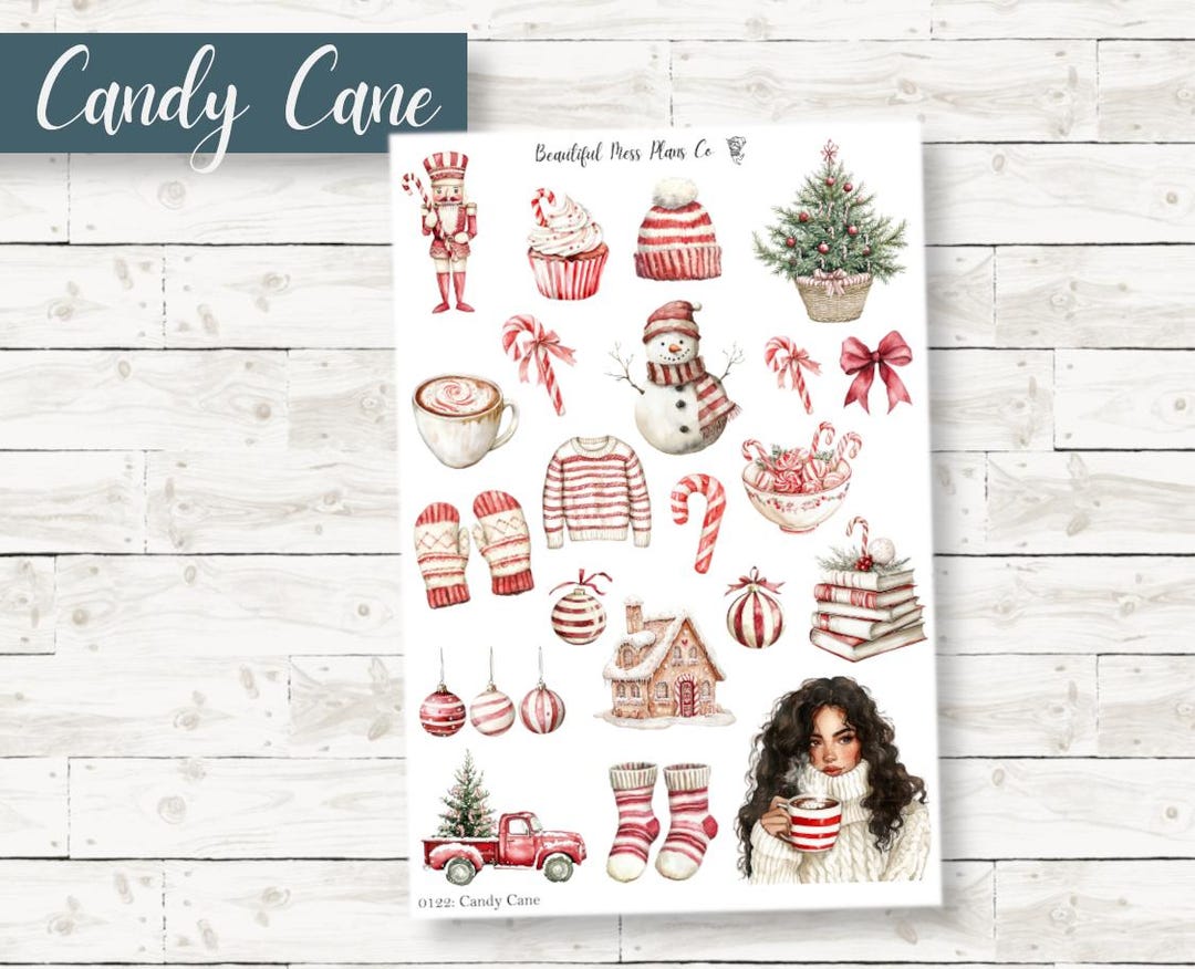 Candy Cane // Deco // Planner Stickers // Christmas Stickers - Etsy