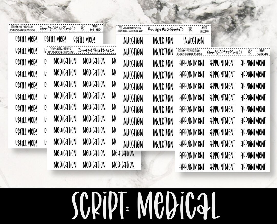 Medical Planner Stickers // Script Stickers // Appointment Stickers ...