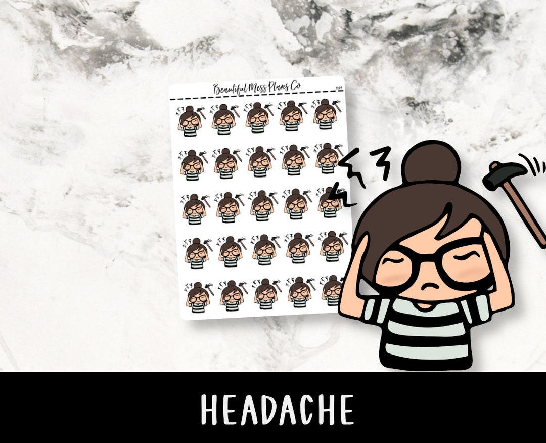 Posey: Headache // Planner Stickers // Character Stickers // - Etsy