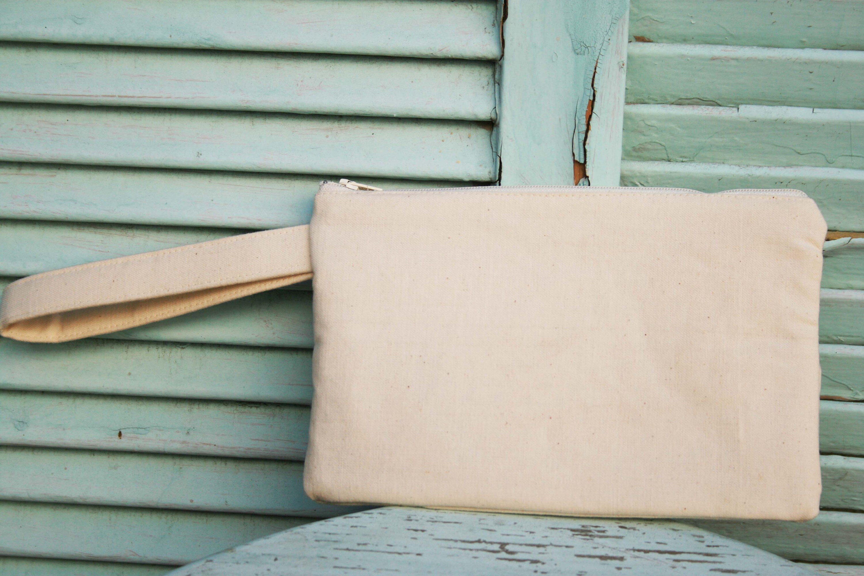 Beige Wristlet Zipper Pouch With Beige Ribbon 5.75 X 9 Inches - Etsy
