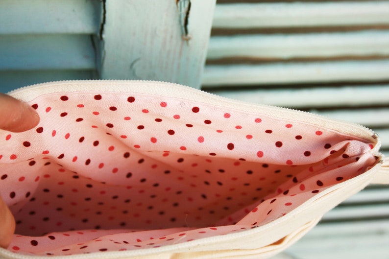 Beige Wristlet Zipper Pouch With Beige Ribbon 5.75 X 9 Inches - Etsy