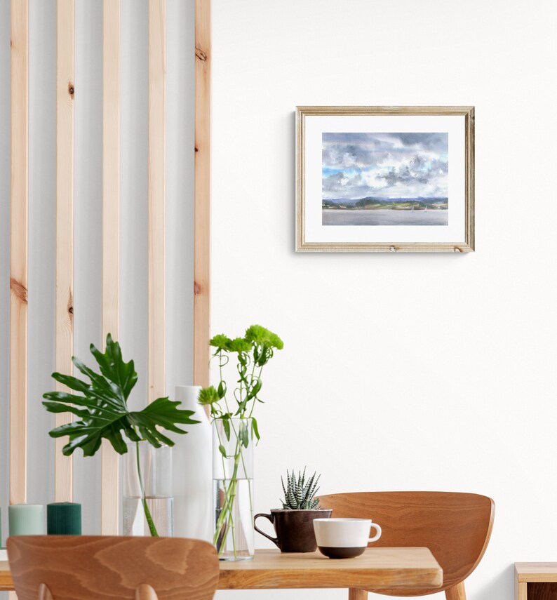 Devon Clouded Sky Watercolor Landscape Original Seascape - Etsy