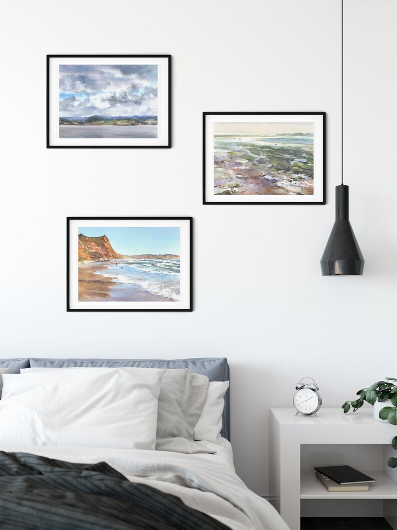 Devon Clouded Sky Watercolor Landscape Original Seascape - Etsy