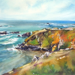 Commission Devon Coastal Wall Art Custom Sea Cliff Watercolor - Etsy