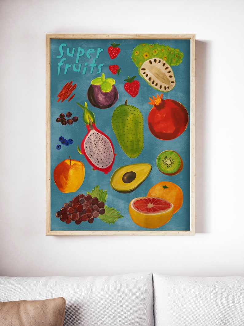 Super Fruits Instant Downloadable Kitchen Wall Art/ Home Decor Print ...