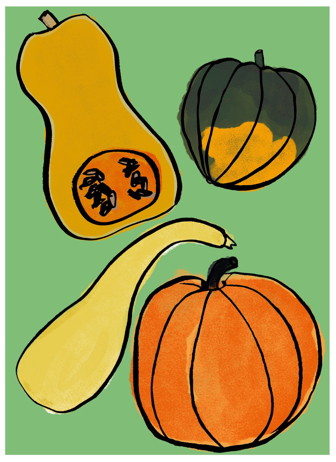 Squash Kitchen Decor Print/ Instant Download Wall Art/ Healthy Food ...