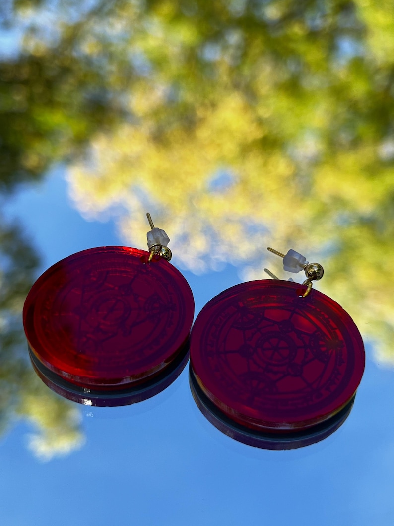 Fullmetal Alchemist Transmutation Circle Red Mirror Earrings - Etsy
