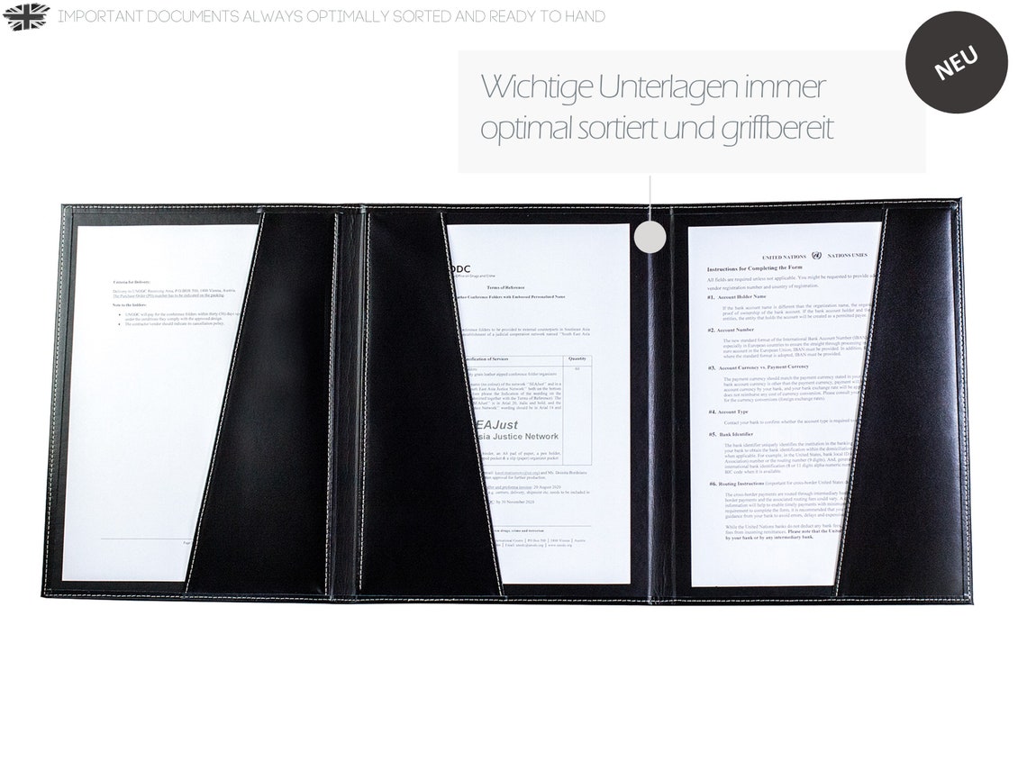 Contract and Certificate Folder With 3 Compartments DIN A4 - Etsy