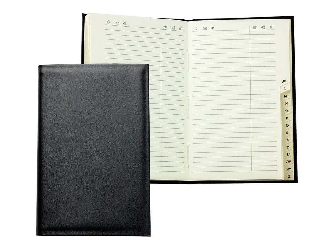 Personalisierbares Adressbuch DIN A7 gebunden mit A-Z Register Leder ...
