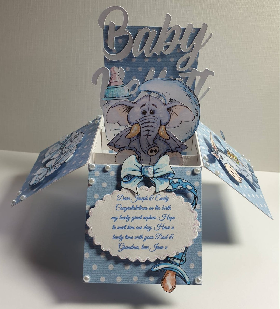 Beautiful Pop up Box Card for a Baby Boy - Etsy