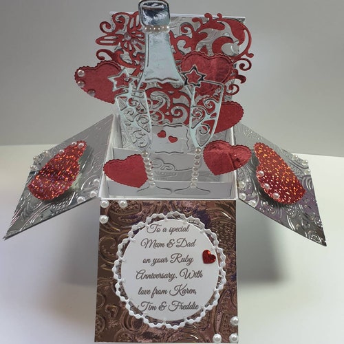Ruby Wedding Anniversary Card 40 Years Married Pop up Card - Etsy