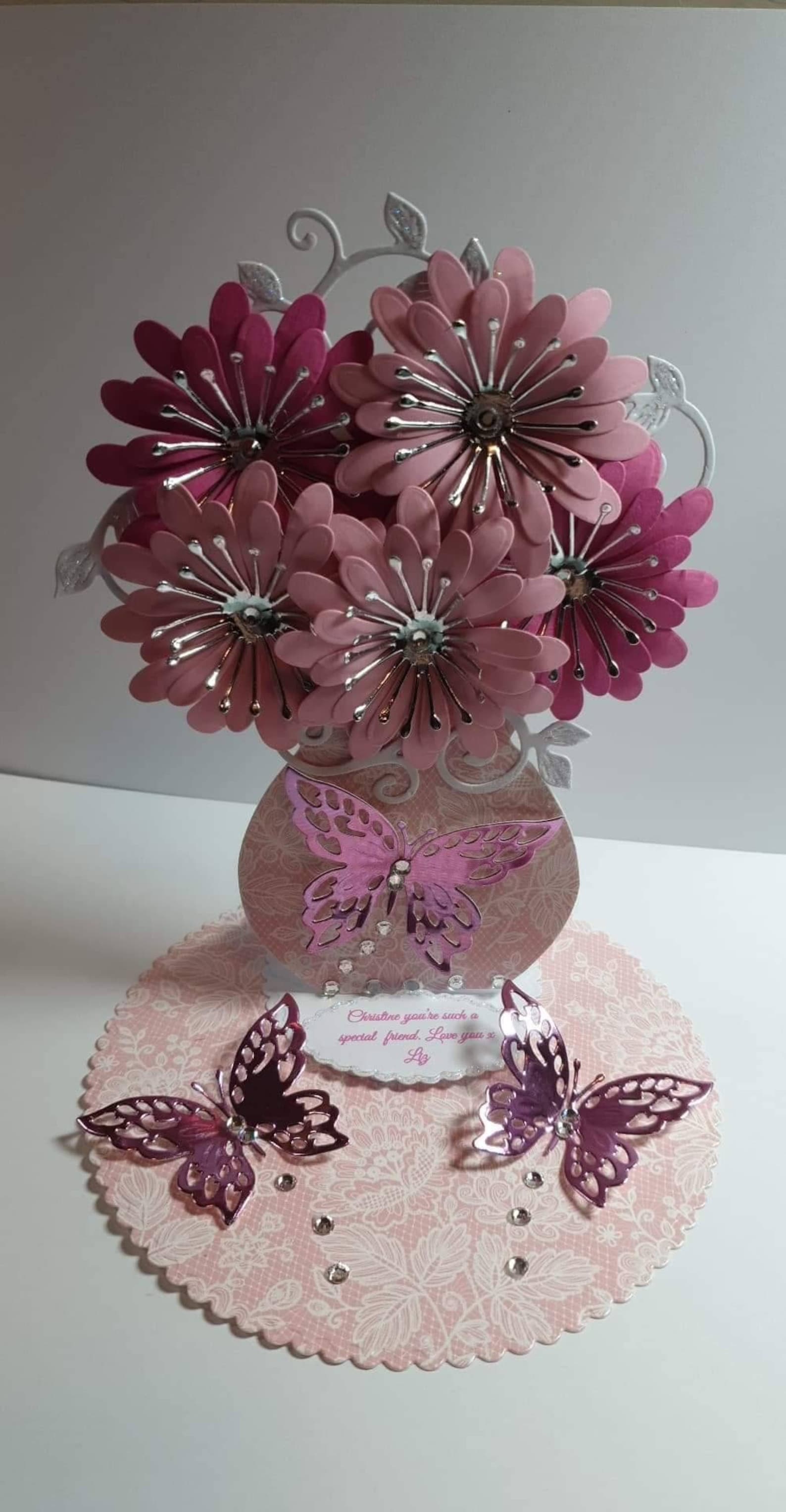 Beautiful 3D Card Flower Vase. Great for Birthdays Get Well - Etsy