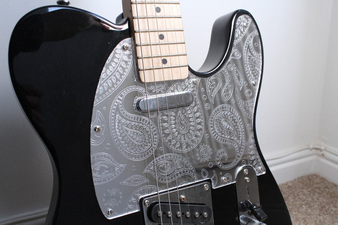 Telecaster Pickguard With Paisley Pattern - Mirrored Silver - Etsy