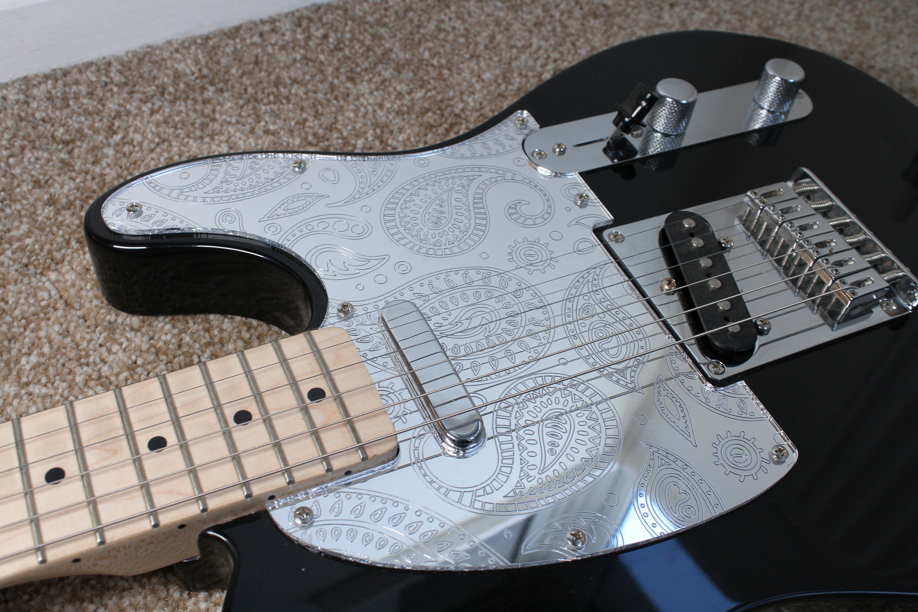 Telecaster Pickguard with Paisley Pattern Mirrored Silver | Etsy