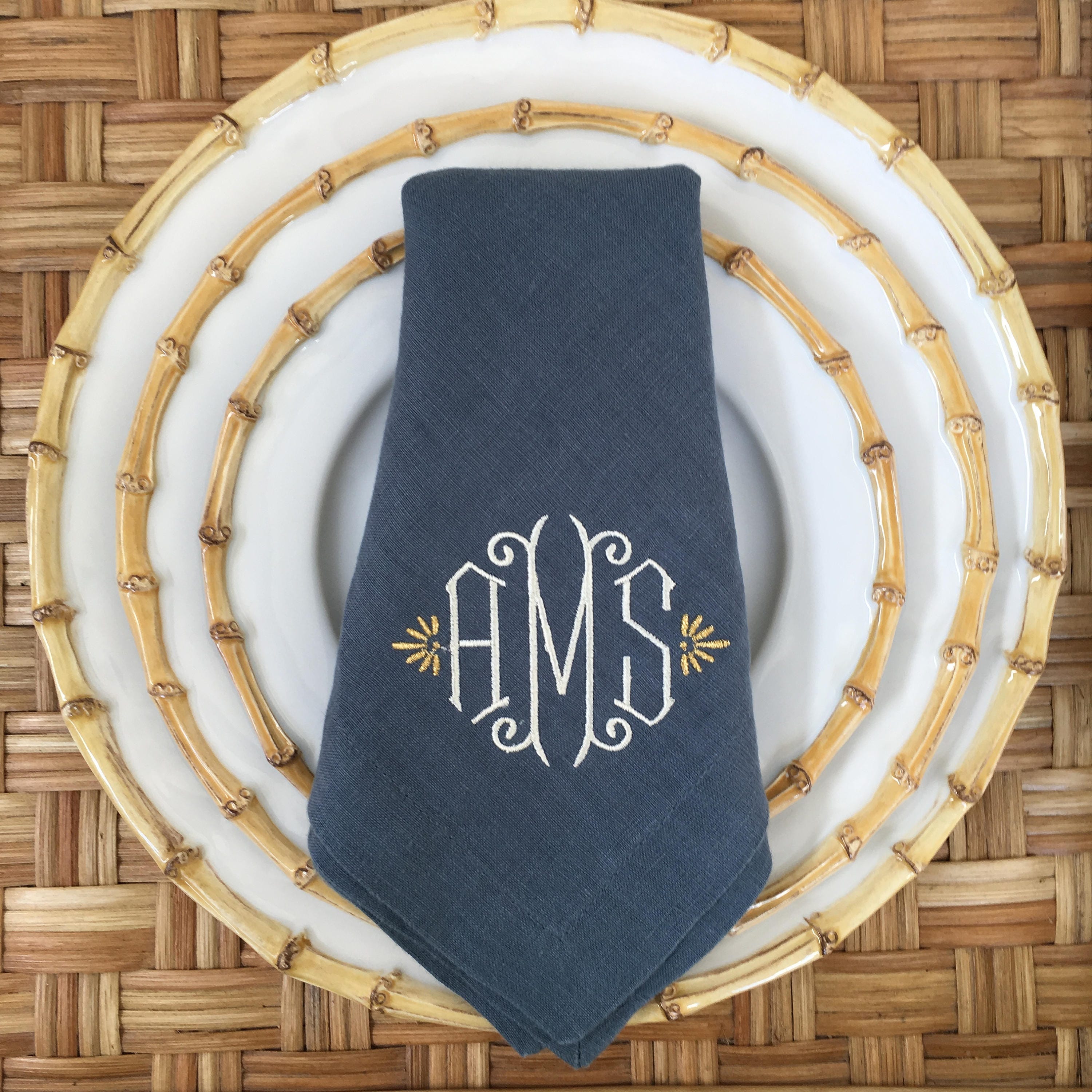 Monogrammed Linen Napkins Custom Linen Cocktail Dinner | Etsy