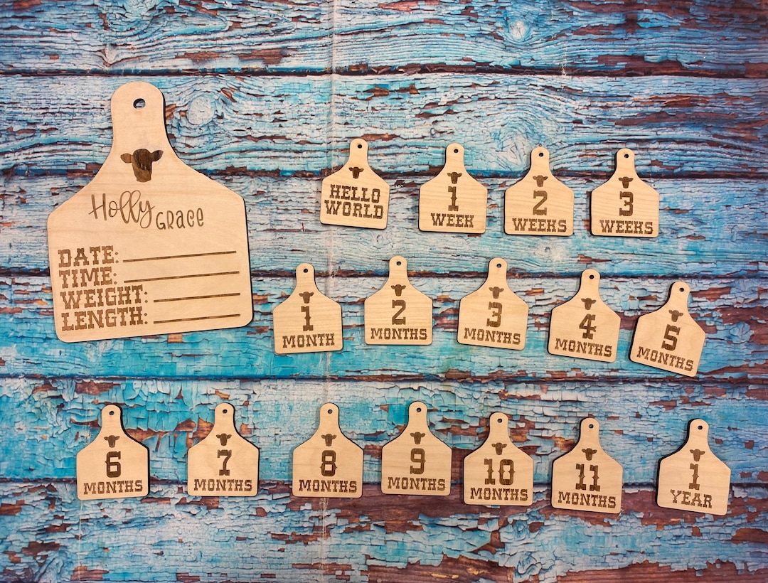 Western Cattle Tag Baby Milestone / Birth Announcement / Photo Prop - Etsy