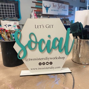 Let’s Get Social Sign / Socia Media Sign / Social Media Info - Etsy