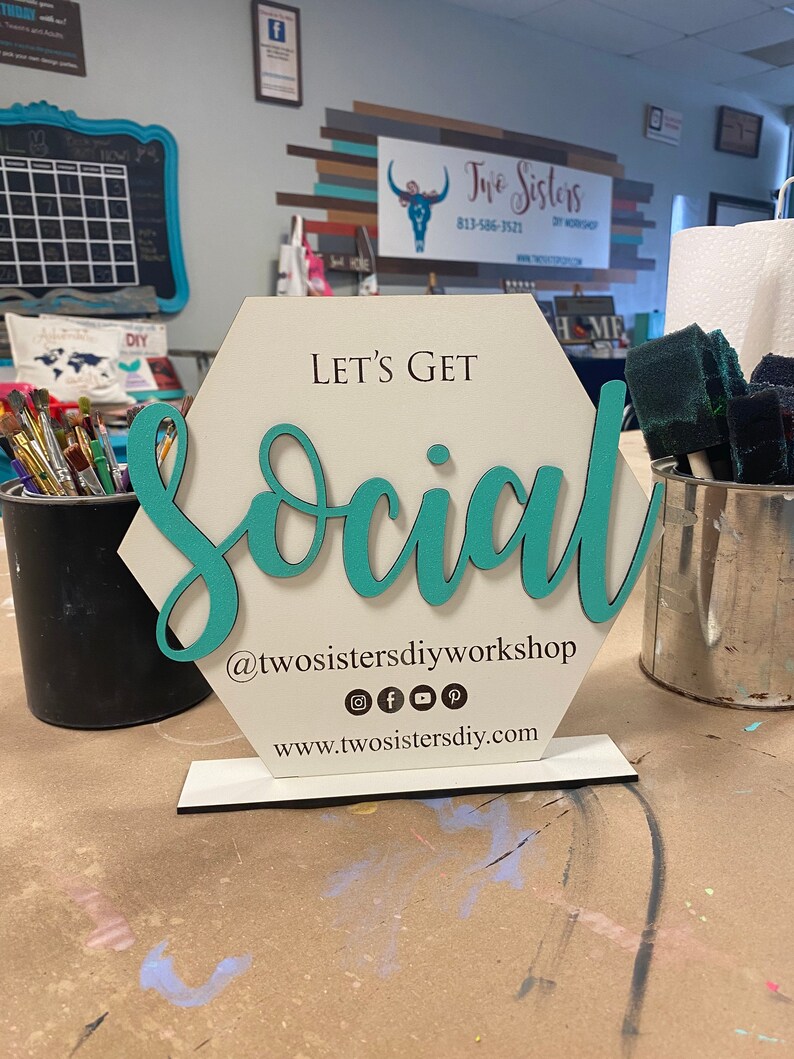 Let’s Get Social Sign / Socia Media Sign / Social Media Info - Etsy