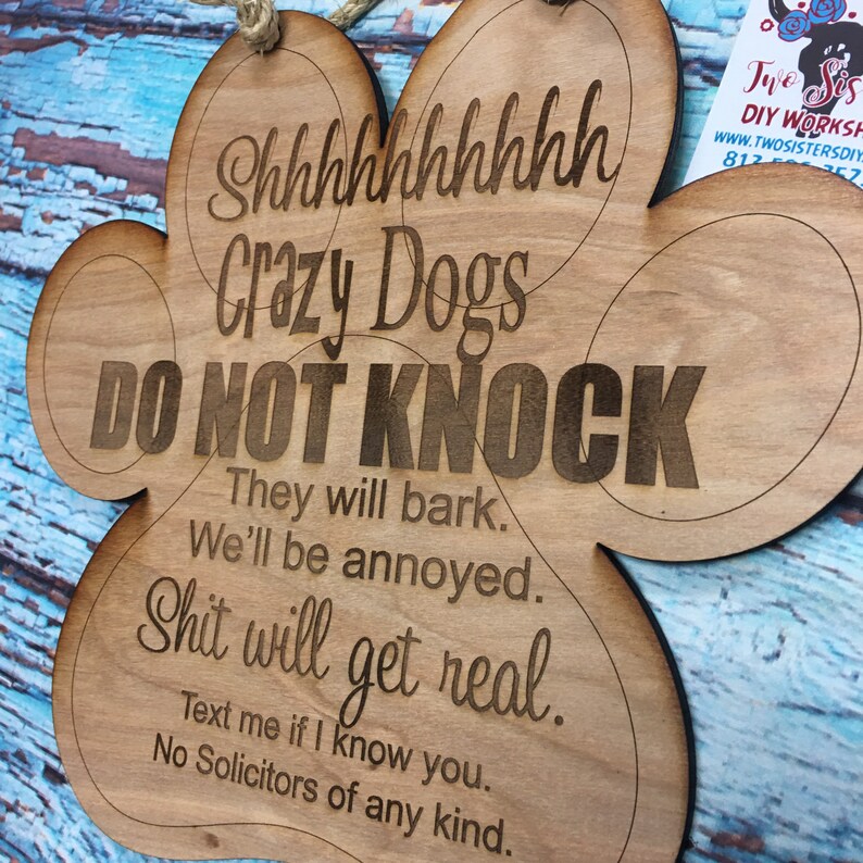 Crazy Dog Door Hanger / No Soliciting Sign / Dog Lovers Gift - Etsy