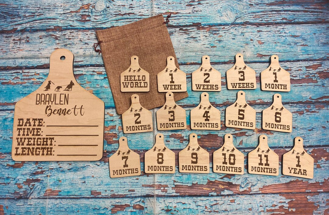 Western Tag Baby Milestone / Team Roper Baby / Roping Baby / Birth ...