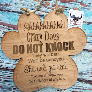 Crazy Dog Door Hanger / No Soliciting Sign / Dog Lovers Gift - Etsy