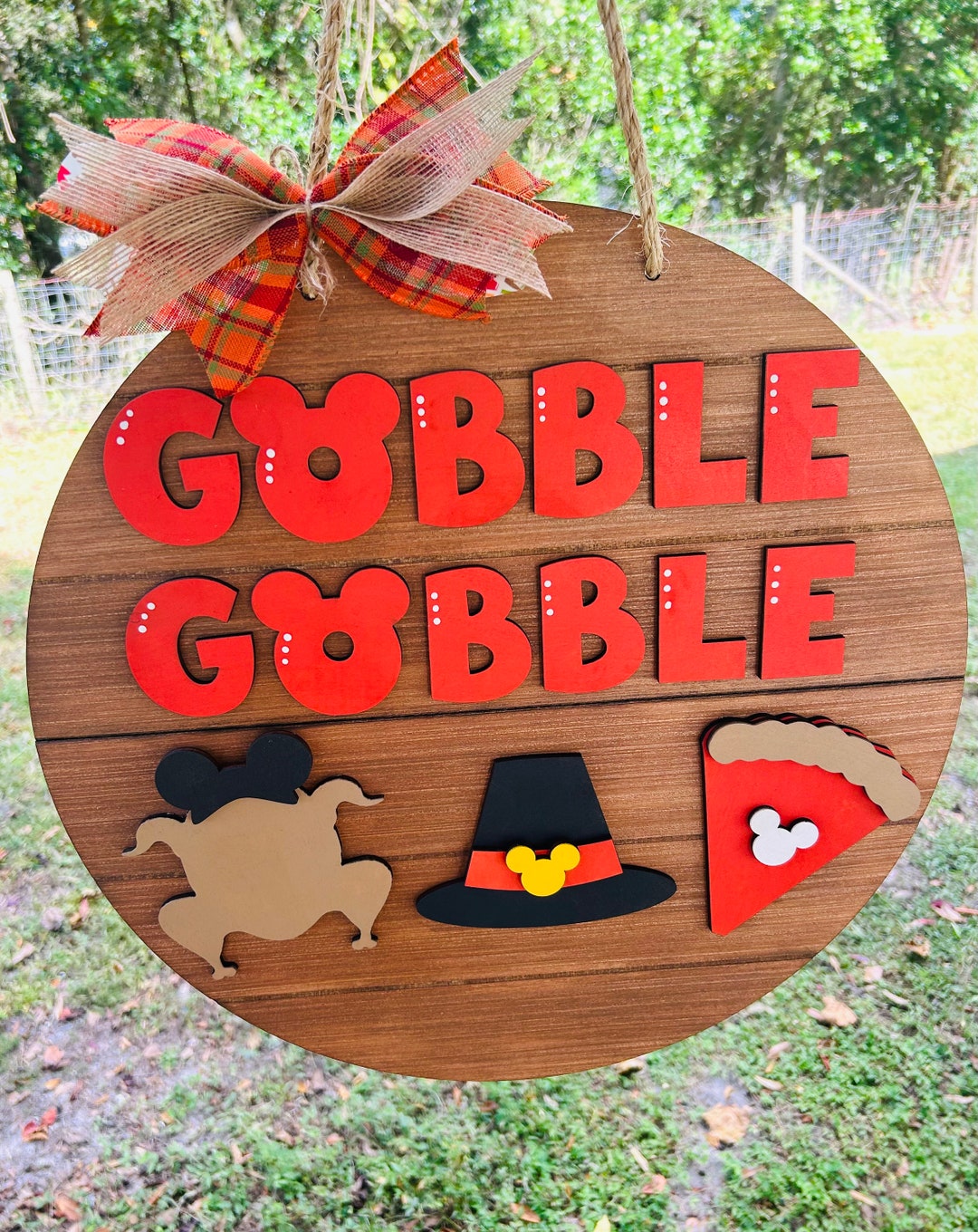 Gobble Gobble Thanksgiving Door Sign / Mouse Thanksgiving Sign - Etsy