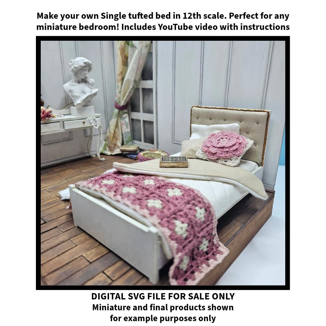 Miniature Single Bed With Tufted Headboards - SVG File - Digital ...