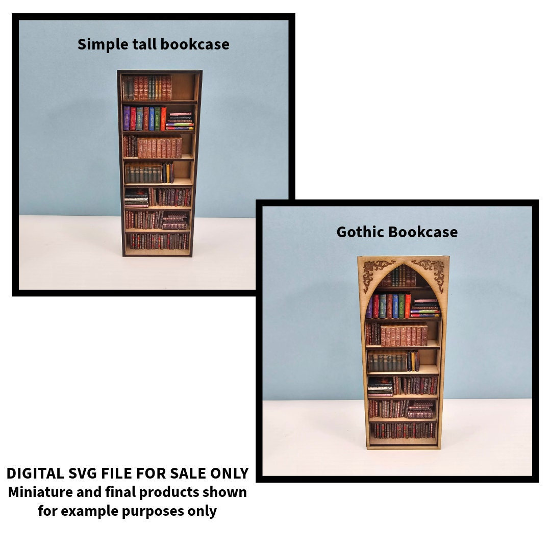 Miniature Gothic & Tall Bookcase - SVG File - Digital Download for ...