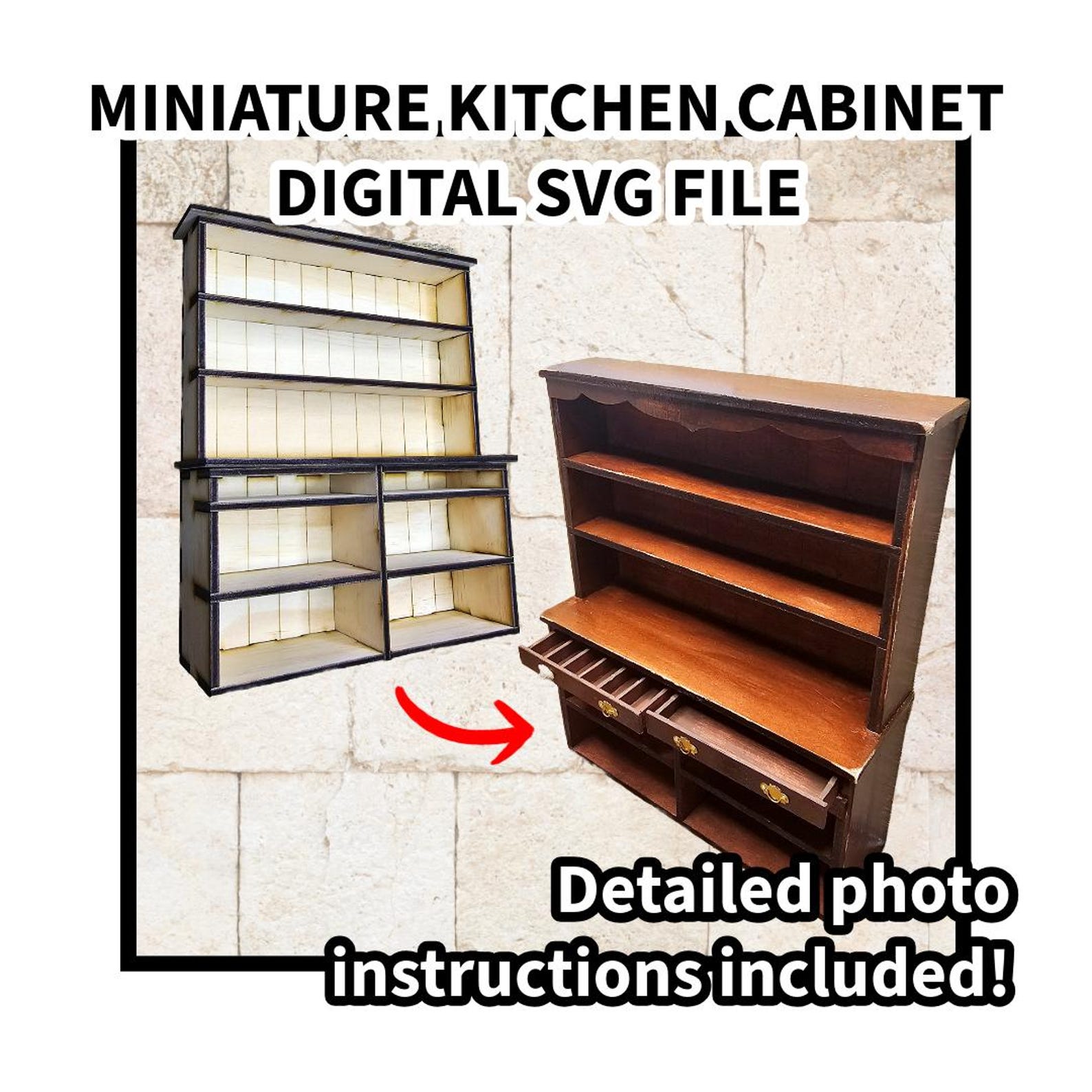 Miniature Kitchen Cabinet - SVG File - Digital Download for Laser ...