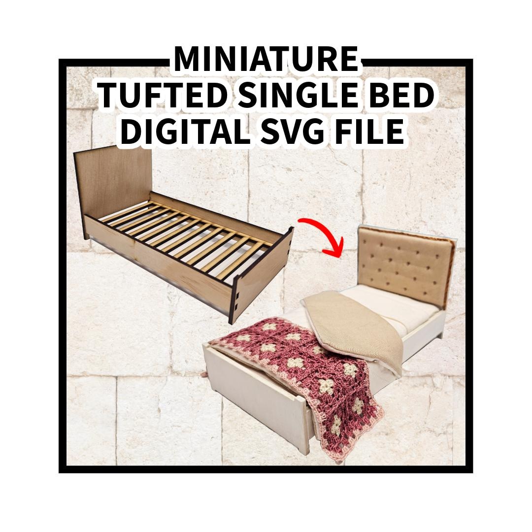 Miniature Single Bed With Tufted Headboards - SVG File - Digital ...