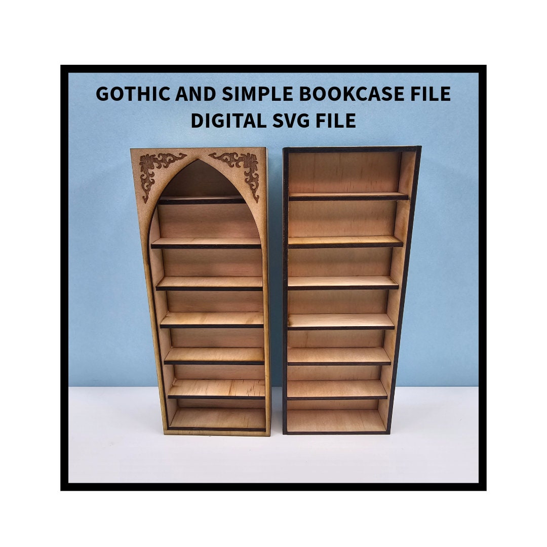Miniature Gothic & Tall Bookcase SVG File Digital Download for Laser ...