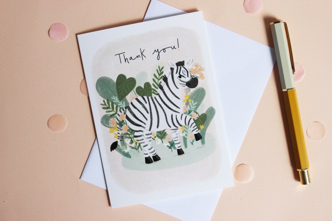 Zebra Thank You Card Thank You Thanking You Card - Etsy