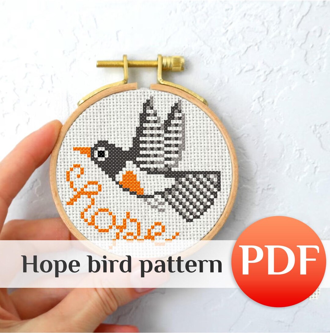 Mini Hope Bird Cross Stitch Pattern Small Bird Cross Stitch Digital ...