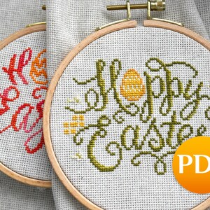 Happy Easter Cross Stitch Easter Card Cross Stitch Pattern PDF Easter ...