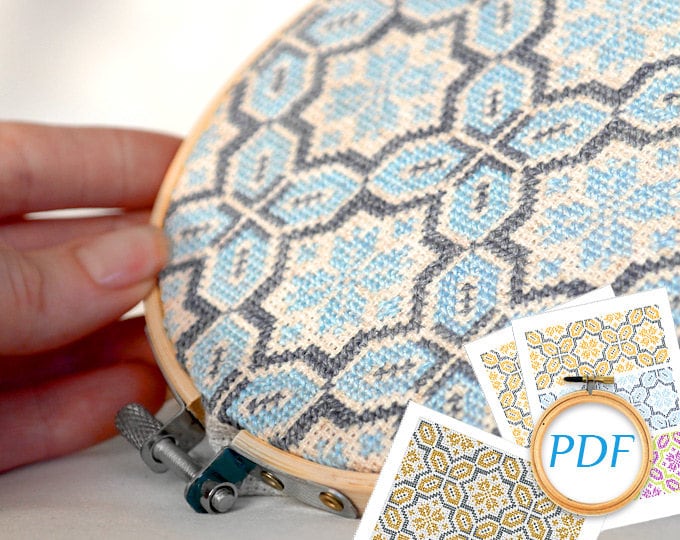 Geometric Cross Stitch Pattern for Pillow Simple Cross Stitch | Etsy