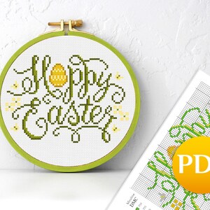 Happy Easter Cross Stitch Easter Card Cross Stitch Pattern PDF Easter ...